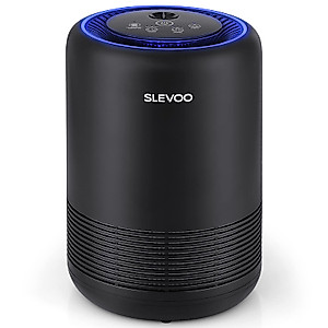 Air Purifiers for Bedroom Pets Smokers in Home, H13 True HEPA Filter Air Cleaner with Fragrance Sponge, Night Light, Timer, Effectively Clean 99.97% Smoke, Dust, Pollen, Pet Dander, Odors, BS-01 Black