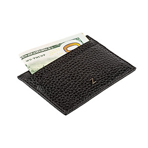 Zinda Genuine Leathers Card Holder RFID Protection Slim Wallet Unisex (Black)