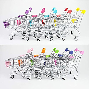 2 Pcs Mini Shopping Cart Supermarket Handcart Shopping Utility Cart Mode Storage Toy, Yellow and Pink