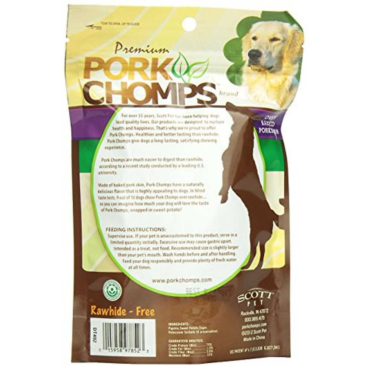 Pork Chomps Baked Pork Skin Dog Chews, 5-inch Mini Twists, Real Sweet Potato Wrap, 12 Count