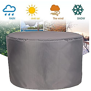 XYXH Outdoor Round Table Cover 53" D x 31" H, Patio Furniture Covers Waterproof, Garden Furniture Covers for Winter, Windproof Tear-Resistant Heavy Duty 420D Oxford Fabric (135x80cm)