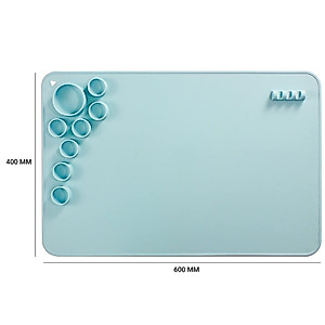 HQSGDMN Silicone Craft Mat, 24x16inch Nonstick Craft Mat with Collapsible Paint Brush Cleaning Cup and Pen Holders Silicone Sheet Crafting for DIY Projects (Color : Blue)