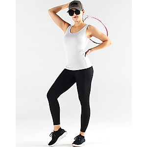 NELEUS Women's 3 Pack Running Compression Tank Top with Bra,8087,black/grey/white,X-Large