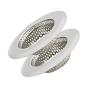 KUFUNG Sink Strainer,2 Pack Basket Stainless Steel Bathroom Sink, Utility, Slop, Kitchen and Lavatory Sink Drain Strainer Hair Catcher (3.5 inch)