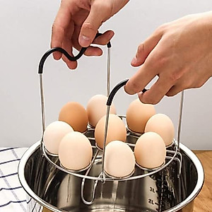AIDULYY 6 Pcs Stainless Steel Egg Rings + 9 holes Multipurpose Stainless Steel Steamed Egg Rack Combo Set, Egg Mold For Breakfast, Mini Pancakes, and Fried Eggs (4 Inch, 6 Inch, 8 Inch)