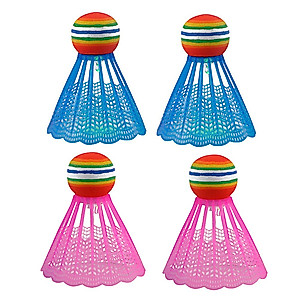 VOSAREA 4pcs LED Lighting Nylon Badminton Shuttlecocks Practical Sports Supplies Exercise Accessories for Indoor Outdoor Playing (2PCS Blue, 2PCS Pink)