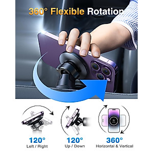 VANMASS [Military-Grade] for MagSafe Car Mount [2024 Upgraded Magnets] Magnetic Cell Phone Holder for Car Truck Vent, Cellphone Stand Cradles Auto Mobile Accessories for iPhone 15 14 13 12 11 Android