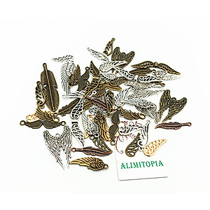 100 Grams Assorted Feather And Wing Punk Steampunk Charm Pendant Connector for DIY Necklace Bracelet Jewelry Making Findings