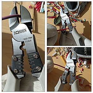 BOOSDEN Wire Cutters Heavy Duty with Wire Stripper Crimper, Diagonal Cutters, 8 inch Side Cutters, Multi function Professional Industrial High Leverage Diagonal Cutting Pliers Tool