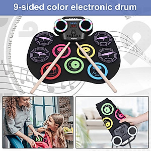 Anpro Electronic Drum Set for Kids | Adult, Musical Instrument Drum Practice Pad Kit with Headphone Jack, Built-in Speaker, Drum Pedals, Drum Sticks, Great Holiday Birthday Gift for Kids