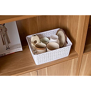 Eslite Plastic Storage Baskets,11.4X8.9X4.7",Pack of 4 (White)