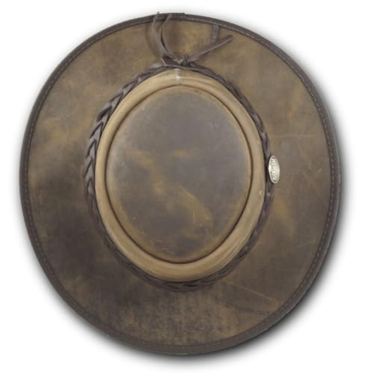 Barmah Hats Foldaway Bronco Leather Hat 1060BL / 1060BR / 1060RU (Large, Rustic)