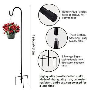 ZQK 48 Inch Shepherd Hook for Garden/Outdoor, Short Shepard Hook Heavy Duty for for Hummingbird Feeder Hanger Stand, Garden Lantern Pole (2 Packs)