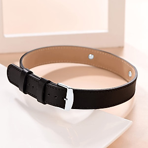 Custom4U Personalized Leather Choker Collar Necklace Name Engraved Choker Nameplate Charm Black Goth Choker Punk Jewelry for Women