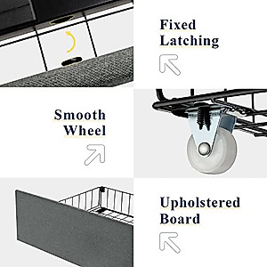 Allewie King Size Bed Frame with 4 Storage Drawers and Wingback Headboard, Button Tufted Design, No Box Spring Needed, Light Grey