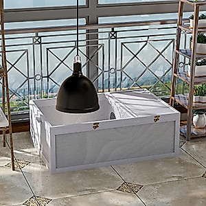 PawHut 37” Wooden Tortoise House Turtle Terrarium/Small Reptile Enclosure with Two Room Design, Grey