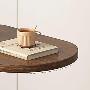 Rerii C Shaped Side Table, End Table for Couch - Sofa Snack Table with Metal Frame for Bedroom, Living Room & Small Spaces, Walnut & Black