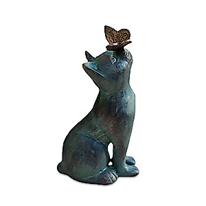 Cat and Butterfly Curiosity Garden Statue, Garden Cat Statue Outdoor Resin Statue Animal Sculpture Curious Cat Play with Butterfly Statue Garden Decoration Outdoor Statues for Patio Yard Lawn Porch