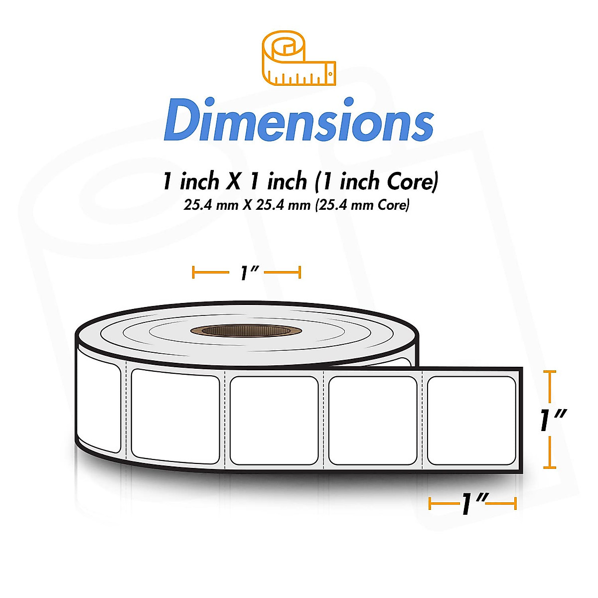 OfficeSmartLabels – 1" x 1" Removable Square Direct Thermal Labels - Compatible with Rollo & Zebra Desktop Printers and More – 1” Core; Perforated, Water & Oil Resistant [20 Rolls, 27600 Labels]