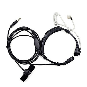 FANVERIM 3.5mm Jack Plug Cool Throat Mic Microphone Covert Acoustic Tube Earpiece Headset with Finger PTT Compatible with Mobile Phone Vocal Hands-Free in-Ear Headset/Headphones/Earphones Black