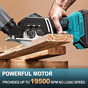 Labfintom 3 Inch Cut Off Tool for 18V Battery, Tile Cutter 19500RPM, 3 Saw 3” Blades for Metal, Wood, Tile and Plastic, Removable Dust Cover, Tools Only