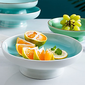 Kelendle Ceramic Footed Bowl Round Pedestal Bowl Decorative Fruit Dish Holder Dessert Display Stand for Kitchen Counter Centerpiece Table Decor Serving Fruit Tray