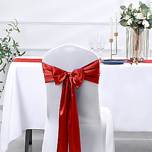 SiinvdaBZX 12 Pcs Red Satin Table Runner 12 x 108 inches Long, Bright Smooth Satin Wedding Table Runner Decorations for Birthday Parties, Buffet, Banquets, Graduations, Engagements