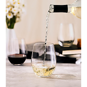 LUNA & MANTHA Stemless Wine Glasses Set of 4, Crystal Red White Wine Glasses for Daily Use, Hosting, Home Bar, Evening Party, Birthdays, Shower, Housewarming Gift - 18oz Clear