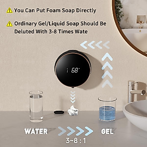 Automatic Foaming Soap Dispenser Wall Mounted- Rechargeable Foaming Hand Soap Dispenser Touchless-Smart Electric Auto Foam Soap Dispenser Wall Mount Foaming Soap Dispenser for Bathroom and Kitchen