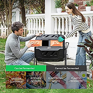 VIVOSUN Outdoor Tumbling Composter Dual Rotating Batch Compost Bin, 43 Gallon Orange Door and 0.2 Gallon Hand held Garden Sprayer Pump Pressure Water Sprayers