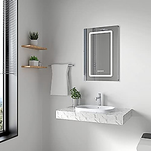 CIETÖ 20 Inch Medicine Cabinets with Lights and Mirrors, Recessed or Surface Mount, 3-Color Light Dimmable, Frameless, Smart Time and Temp Display, Defogger, Right Hinge