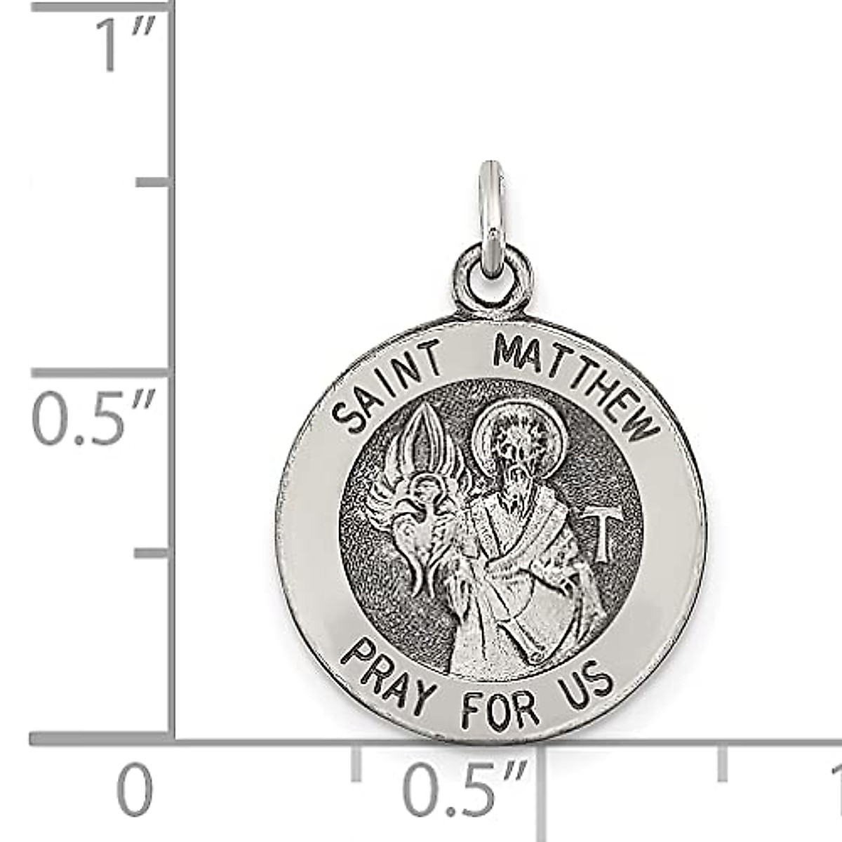 IceCarats 925 Sterling Silver Vintage Saint Matthew Medal Necklace Charm Pendant Only