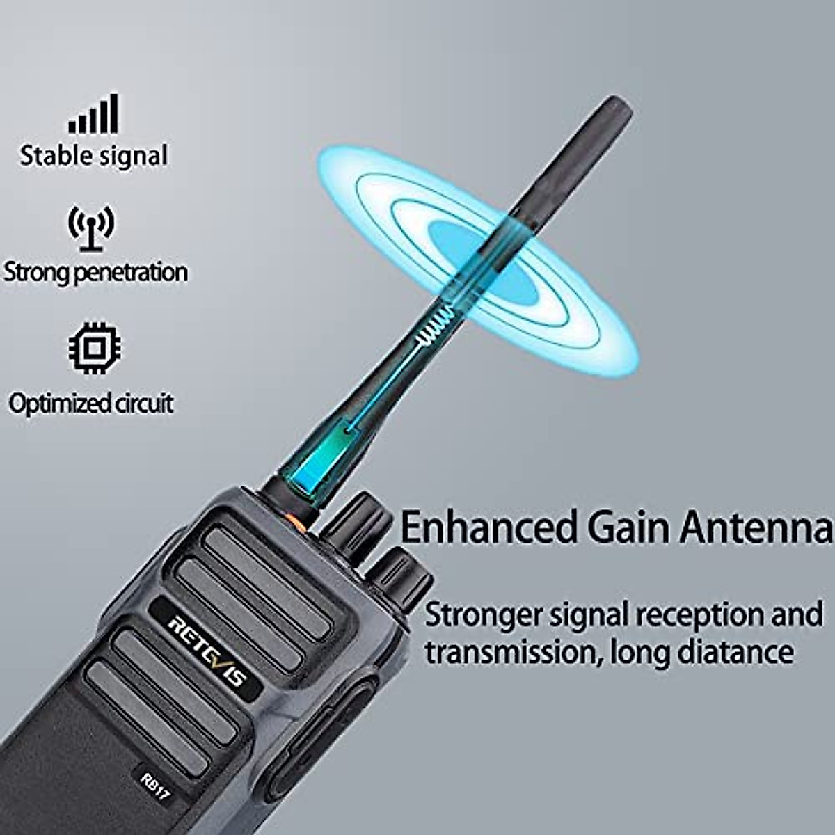 Retevis RB17 Walkie Talkie for Adults,Heavy Duty Two Way Radio Rechargeable,4400mAh Large Capacity Battery Handsfree Alarm,Portable 2 Way Radios for Hunting Skiing Cruise Shipping Outdoor Gift(2 Pack)