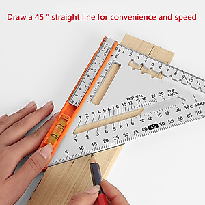 BELOWSYALER Carpenter Square Multifunctional Try Square Metal Aluminium Ruler AnglesGuide Protractor Angles Try Square 45 & 90Degree
