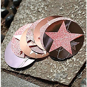 4Pcs Rose Gold Circle Dot Garland Streamer Kit, BetterJonny Party Decoration Glitter Paper Hanging Bunting Banner Background for Birthday Wedding Baby Shower
