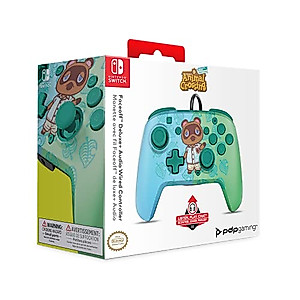 PDP REMATCH Enhanced Wired Nintendo Switch Pro Controller, Switch Lite/OLED Compatible (Animal Crossing Tom Nook - Blue/Green)