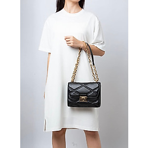 Michael Kors Serena Medium Flap Shoulder Bag In Gold/Black