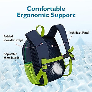 mommore Toddler Backpack, Kids Backpack with Leash, Dinosaur Backpack for Boys 2-4, Cute 3D Cartoon Preschool Kindergarten Backpacks, Green