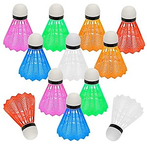 Hysagtek 12 Pcs Plastic Badminton Shuttlecocks Badminton Birdie Indoor Outdoor Sport Training Badminton Birds for Ball Training Exercise Gym Fitness Game, Random Color