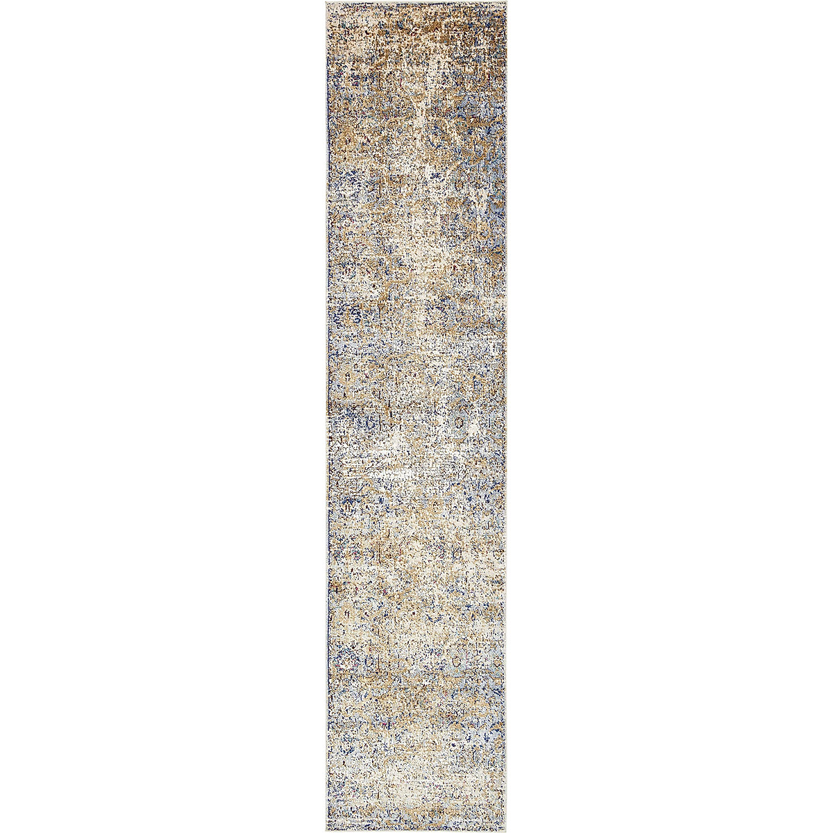 Unique Loom Augustus Collection Rustic Traditional, Bohemian Area Rug, 2' 7" x 12' 2", Tan/Blue