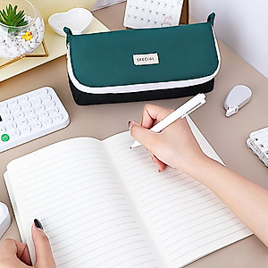 Oyachic Large Capacity Pencil Case,Wide Open Pencil Pouch,Asthetic Pencil Bag for Office,Marker,Stationery,Green ﻿