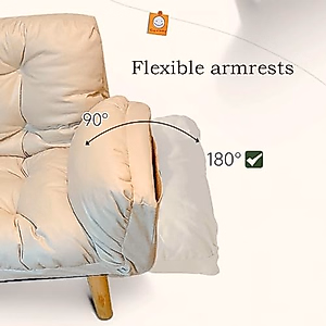 Modern Padded Lazy Couch, Small Double Sofa Bed, 5 Adjustable Backrests and Armrests, Loveseat with 4 Wooden Legs, for Living Room Bedroom Study Room