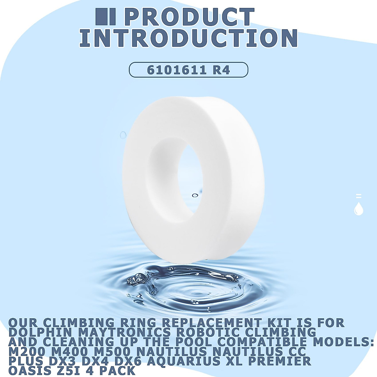 Honkador Climbing Rings for Dolphin Robotic Pool Cleaner Replacement 6101611-4R Dolphin Compatible M200, M400, M500, and DX3/DX4/DX6 and More 4 Pack