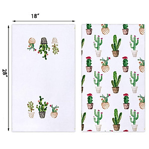 Watercolor Cactus Kitchen Dish Towel 18 x 28 Inch, Seasonal Spring Summer Cacti Towels Dish Cloth for Cooking Baking Set of 2