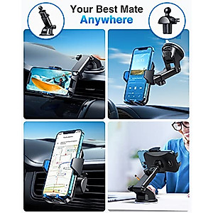 VANMASS Universal Car Phone Mount,【Patent & Safety Certs】 Upgraded Handsfree Dashboard Stand, Phone Holder for Car Windshield Vent, Compatible iPhone 14 13 12 11 Pro Max Xs XR X, Galaxy (Blue)