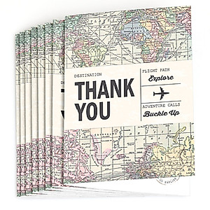 Big Dot of Happiness World Awaits - Travel Themed Party Thank You Cards (8 count)