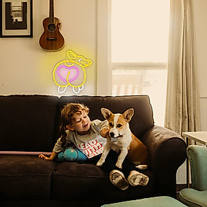 CKTBLEY Corgi Neon Sign, Acrylic, 14.9 x 12.9 inches, USB Powered, Modern Decorative Signage with Pink Heart for Home, Office Wall Decor, Pet Shop, Birthday Gifts