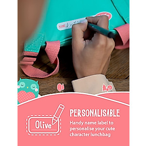 Planet Buddies Kids Lunch Box Bag, Insulated Lunch Bag Backpack for School, Cool Bag Lunch Boxes for Girls and Boys, Children's Backpacks with Water Bottle Holder and Name Tag, Olive the Owl