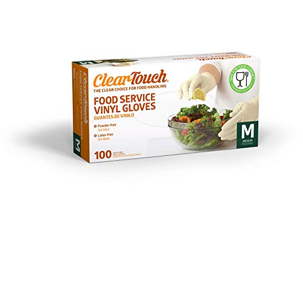 Medline Clear-Touch Disposable Food Service Vinyl Gloves, Latex and Powder Free, Medium, 300 Count