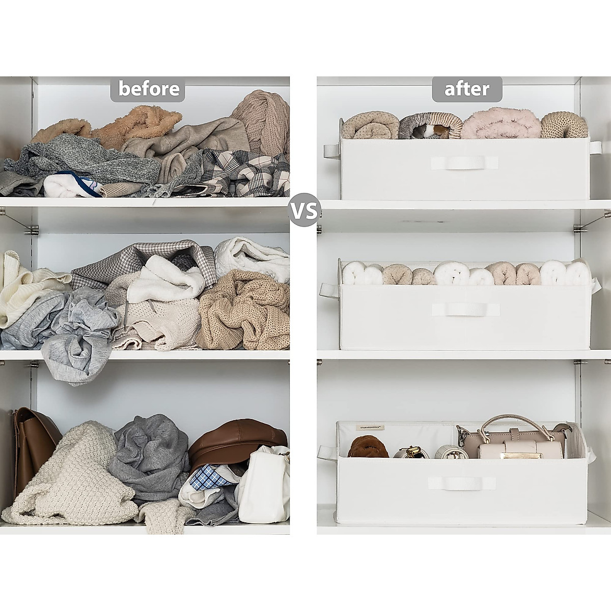 StorageWorks 2-pack Decorative Storage Boxes with 3-Pack Trapezoid Storage Boxes